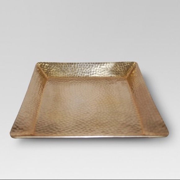 Threshold | Accents | Threshold Hammered Gold Metal Square Tray Target ...